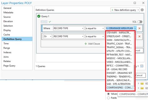 Definition Query Builder — Values Dropdown List In Esri Community