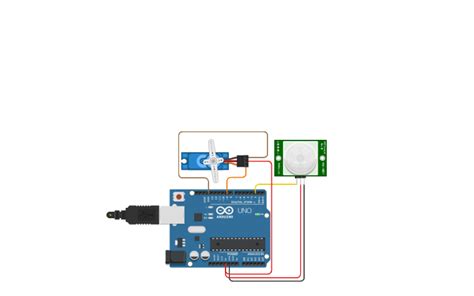 Circuit Design Servo Pir Tinkercad