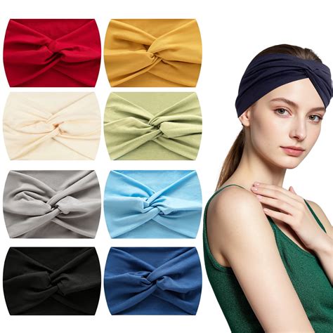 Giracoa 8 Pack Wide Headbands For Women Large Twist Knotted Stretchy