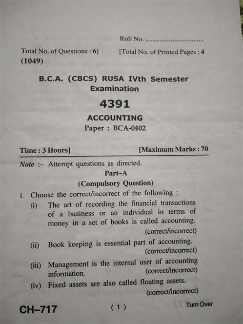 BCA Accounting Question Paper HPU