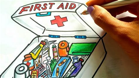 First Aid Kit Drawing With Label At Cora Norris Blog