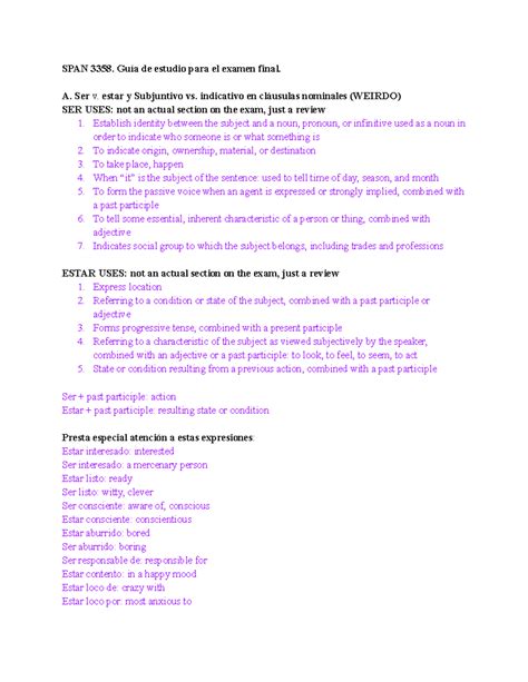 SPAN Exam Study Guide SPAN Guía de estudio para el examen