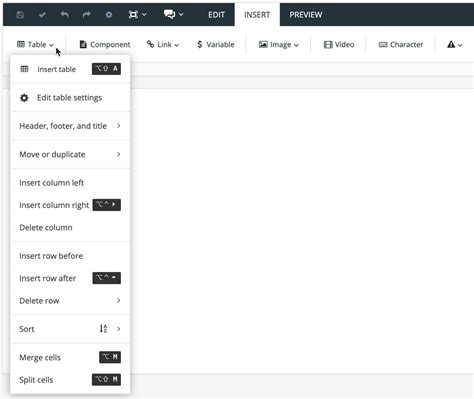 Display Table Settings