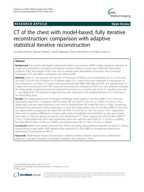 Pdf Ct Of The Chest With Model Based Fully Iterative Reconstruction Comparison With Adaptive