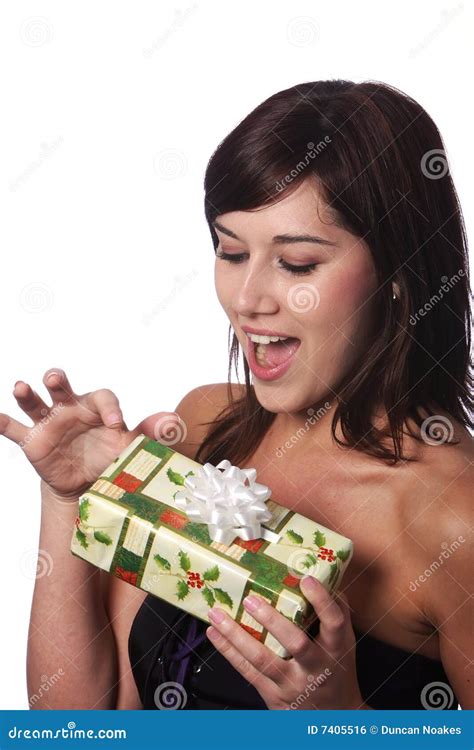 Beautiful Woman And Gift Stock Photo Image Of Attractive