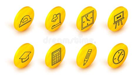 Set Line Clock Marker Pen Calculator Graduation Cap Chalkboard Table Lamp And Protractor