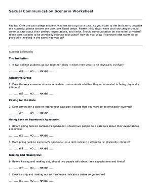Fillable Online Sexual Communication Scenario Worksheet Fax Email Print PdfFiller