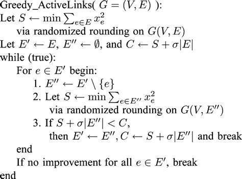 Pseudocode For The Greedyactivelinks Heuristic Download Scientific Diagram