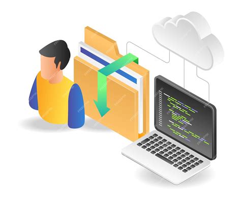 Premium Vector Flat Illustration Concept Isometric Cloud Server Program Data Folder
