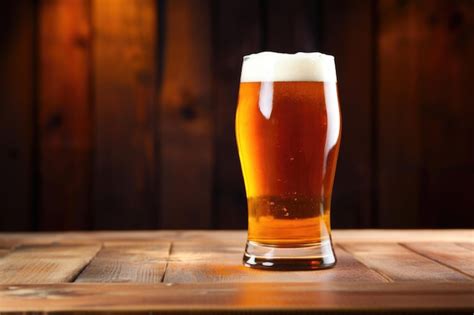 Premium Ai Image Ipa Beer Glass Filled To The Brim Set On Wooden Table
