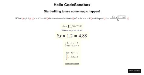 Mathjax Codesandbox