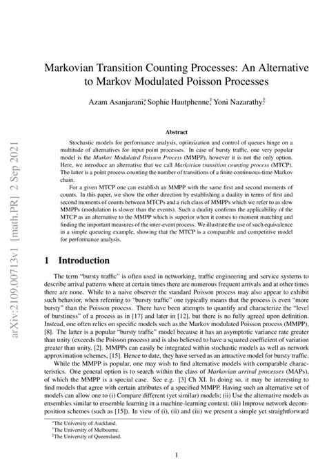Markovian Transition Counting Processes An Alternative To Markov Modulated Poisson Processes