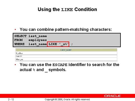 2 Restricting And Sorting Data Copyright 2006 Oracle