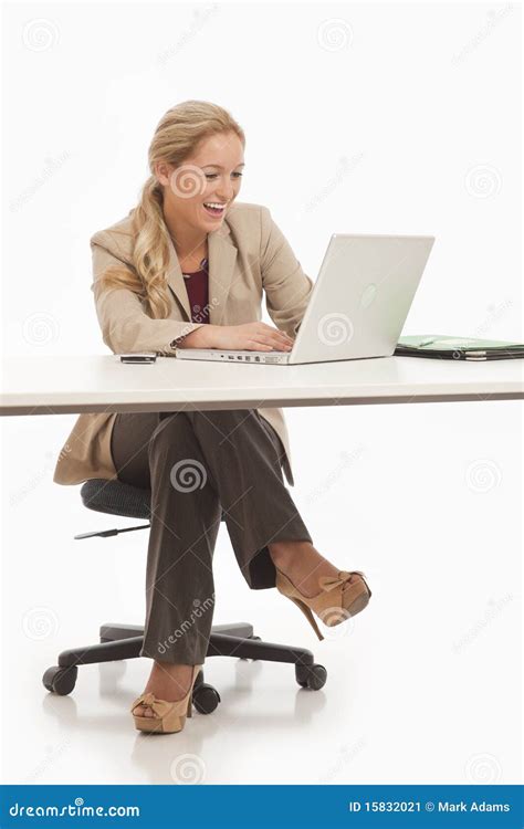 Business Girl Sitting At Desk Stock Image Image Of Person Caucasian 15832021