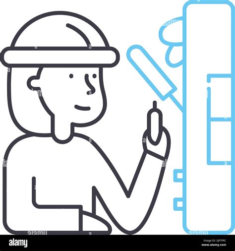 Electrician Line Icon Outline Symbol Vector Illustration Concept Sign Stock Vector Image