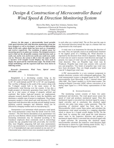 Pdf Design And Construction Of Microcontroller Based Wind Speed And Direction Monitoring System