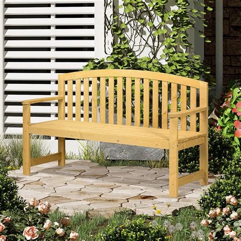 Outsunny 47ft Garden Bench 2 Seater Outdoor Patio Seat With Slatted