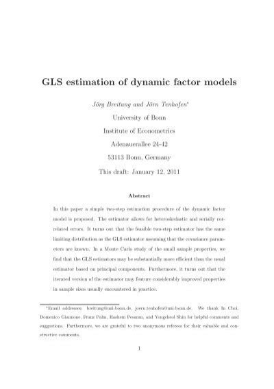Gls Estimation Of Dynamic Factor Models