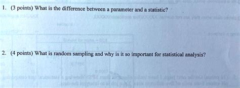 Solved Points What Is The Difference Between Parameter And Statistic