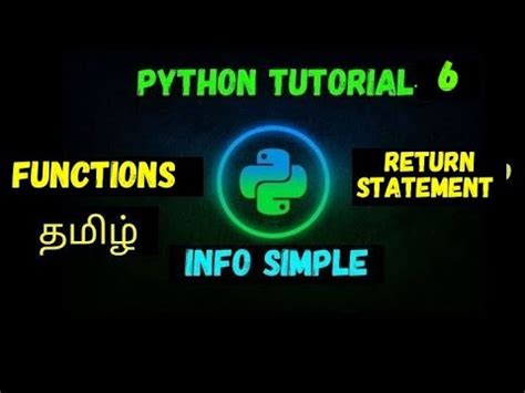 TAMIL Python Tutorial For Beginners Functions Tamil Info Simple