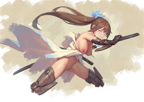 Rule 34 Bigrbear Blue Eyes Breasts Brown Hair Cropped Legs Cyborg