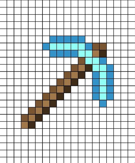 Diamond Pickaxe Pixel Art Minecraft Pixel Art Easy Pixel Art Pixel Art Templates