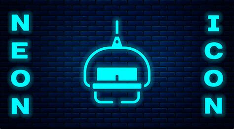 벽돌 벽 배경에 고립 된 빛나는 네온 스키 리프트 아이콘 벡터 거리에 대한 스톡 벡터 아트 및 기타 이미지 거리 겨울 계절 Istock