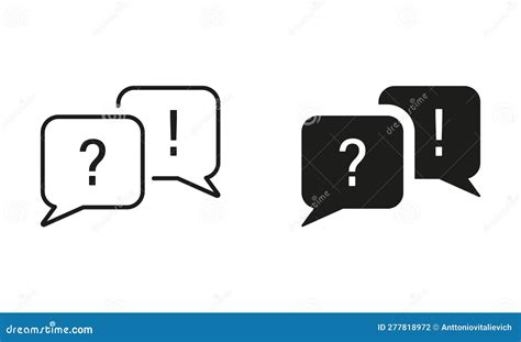 exclamation mark and question mark on speech bubble line and silhouette