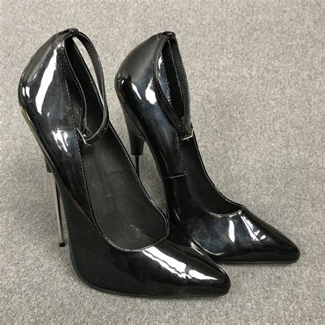 Devious By Pleaser Dagger 12 Size 13 Black Patent 625 Heel Ankle