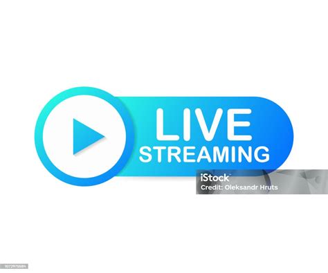 라이브 스트리밍 플랫 로고플레이 버튼 블루 벡터 디자인 요소 벡터 일러스트 레이 션 Live Event에 대한 스톡 벡터 아트