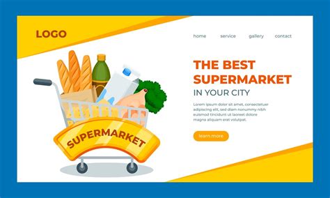 손으로 그린 슈퍼마켓 방문 페이지 템플릿 무료 벡터