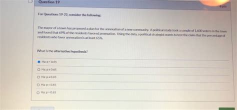 Question 19 6 Pts For Questions 19 Nsider The Following The Mayor