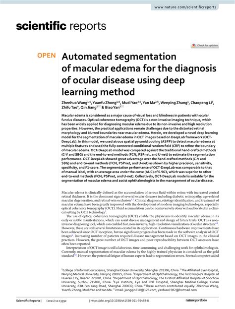 PDF Automated Segmentation Of Macular Edema For The Diagnosis Of Ocular Disease Using Deep