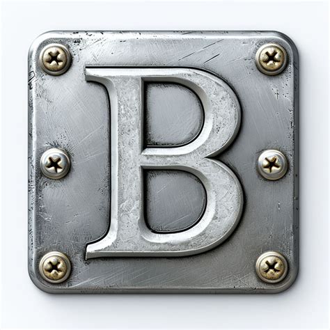 Industrial Monogram B On Brushed Silver Metal Panel Art Playground