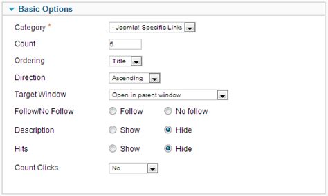 help25 extensions module manager weblinks joomla documentation