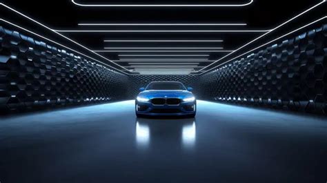 파란색 조명과 빈 짙은 파란색 스튜디오 룸 3d 렌더링을 갖춘 넓은 미래형 홀 아늑한 방 3d 가구 방 벽 배경 일러스트 및 사진 무료 다운로드 Pngtree