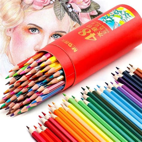 유성 색연필 24 36 48 색 수용성 스케치 만화 연필 학생 색칠 공부 전문 미술 문구 펜 연필 And 쓰기 공급