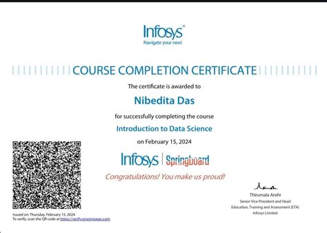 Nibedita Das On Linkedin Datascience Coursecompletion Infosys Springboard Datascientist
