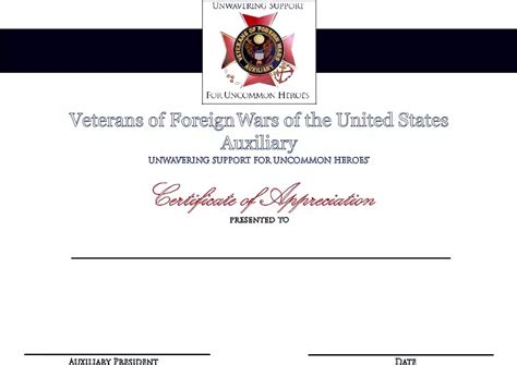 Blank Vfw Certificate Of Appreciation Template Fill Out And Print Pdfs