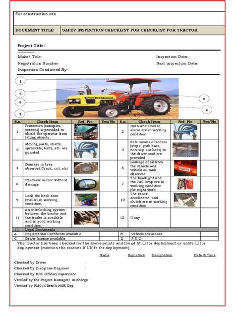 C04 Safety Inspection Checklist For Checklist For Tractor Download
