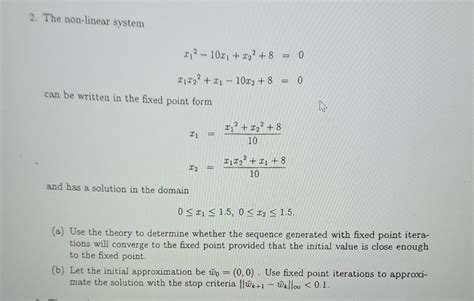 Solved 2 The Non Linear System Chegg