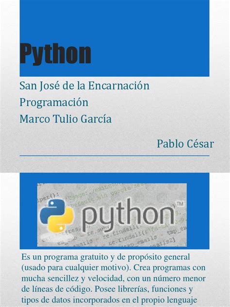 Presentación De Python Pdf Python Lenguaje De Programación Lenguaje De Programación