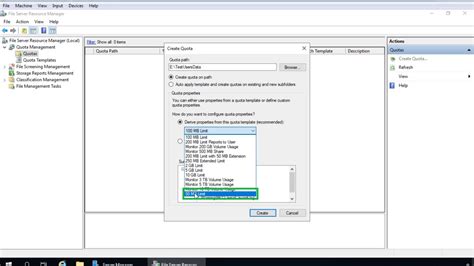 configure disk quota with file server resource manager fsrm