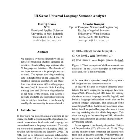 Ulsana Universal Language Semantic Analyzer Acl Anthology