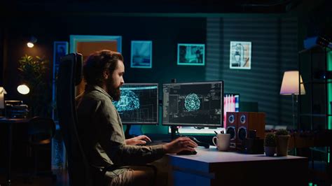 Hacker Uploading Evolved Sentient Ai To Disk Stock Footage Sbv