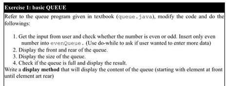 Solved Exercise 1 Basic Queue Refer To The Queue Program