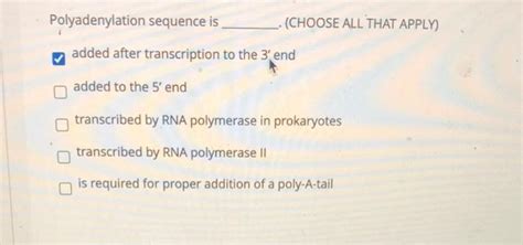 Solved Polyadenylation Sequence Is Choose All That Apply