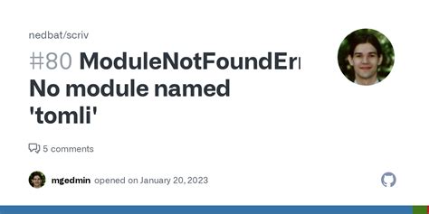 Modulenotfounderror No Module Named Tomli · Issue 80 · Nedbatscriv