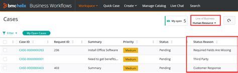 Bmc Helix Business Workflows How To Add Status Reason Column To Case