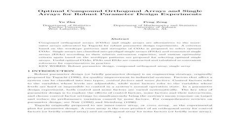 Pdf Optimal Compound Orthogonal Arrays And Single Arrays For Yuzhu